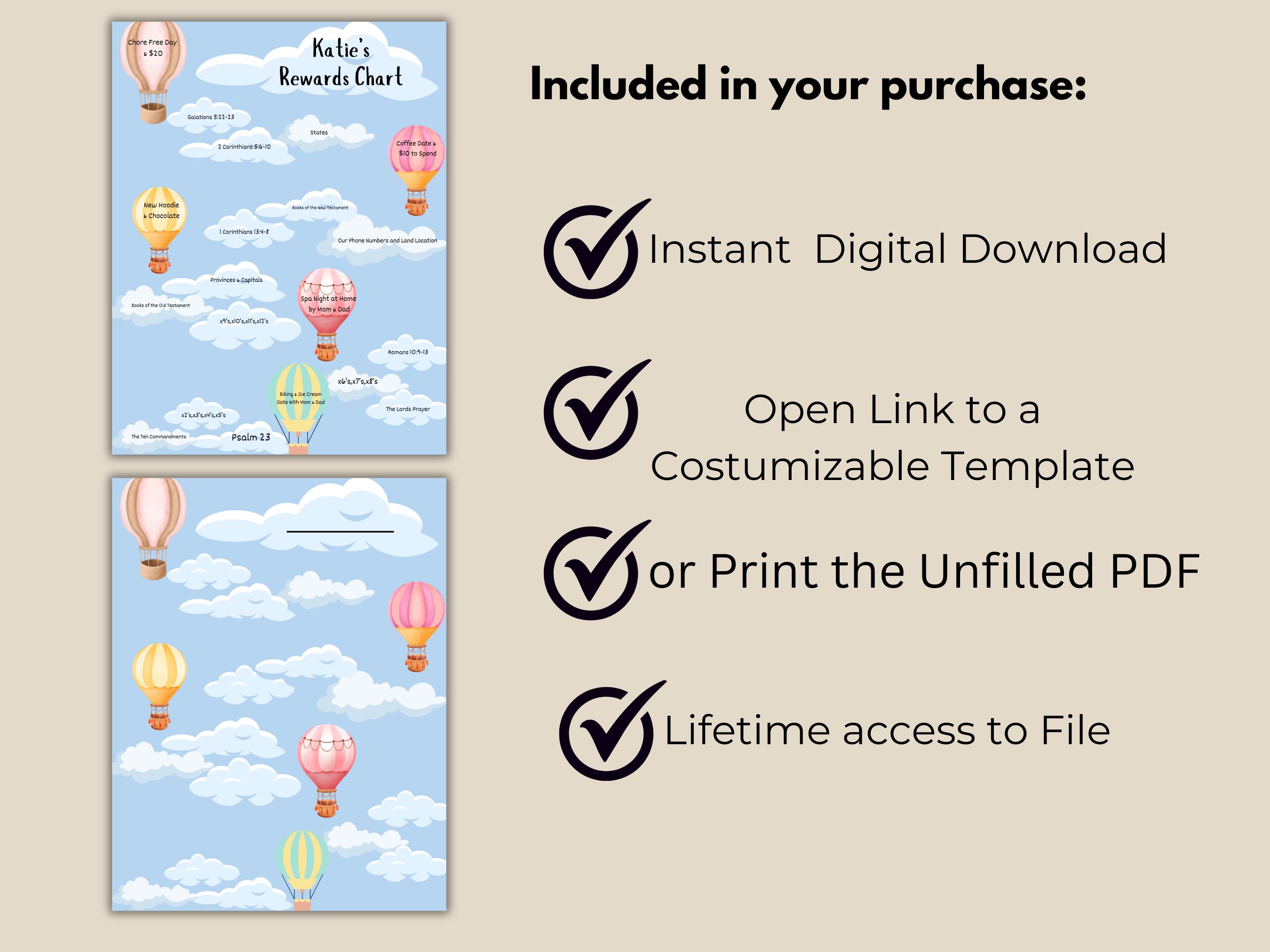 Editable Rewards Chart for Kids! School Reward Chart, Learning Help for ...