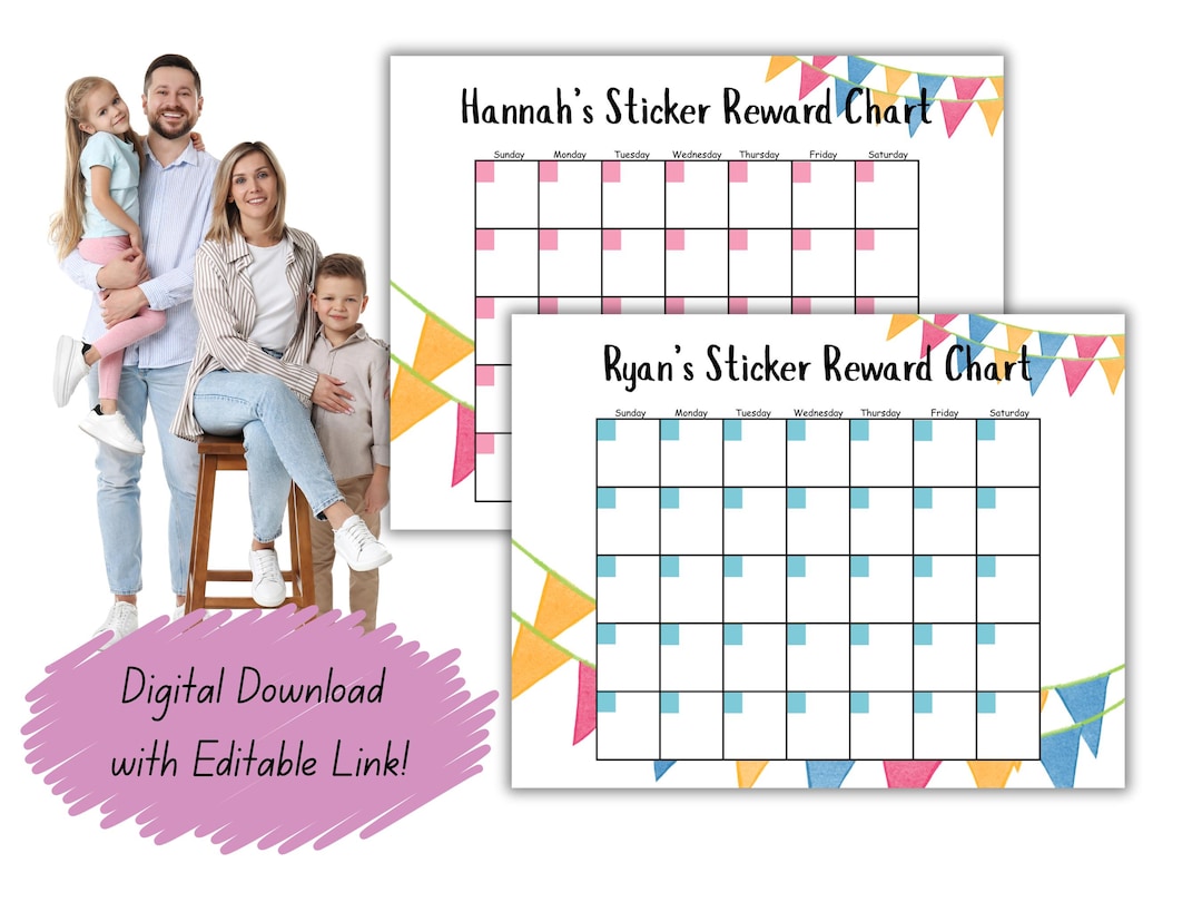 Sticker Rewards Chart! Kids Fun Blank Calendar Pages, Charts to ...