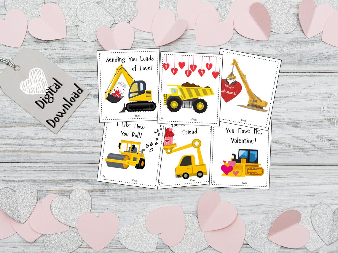 Machinery Valentines Cards for Kids: Fun Printable Valentines (digital ...
