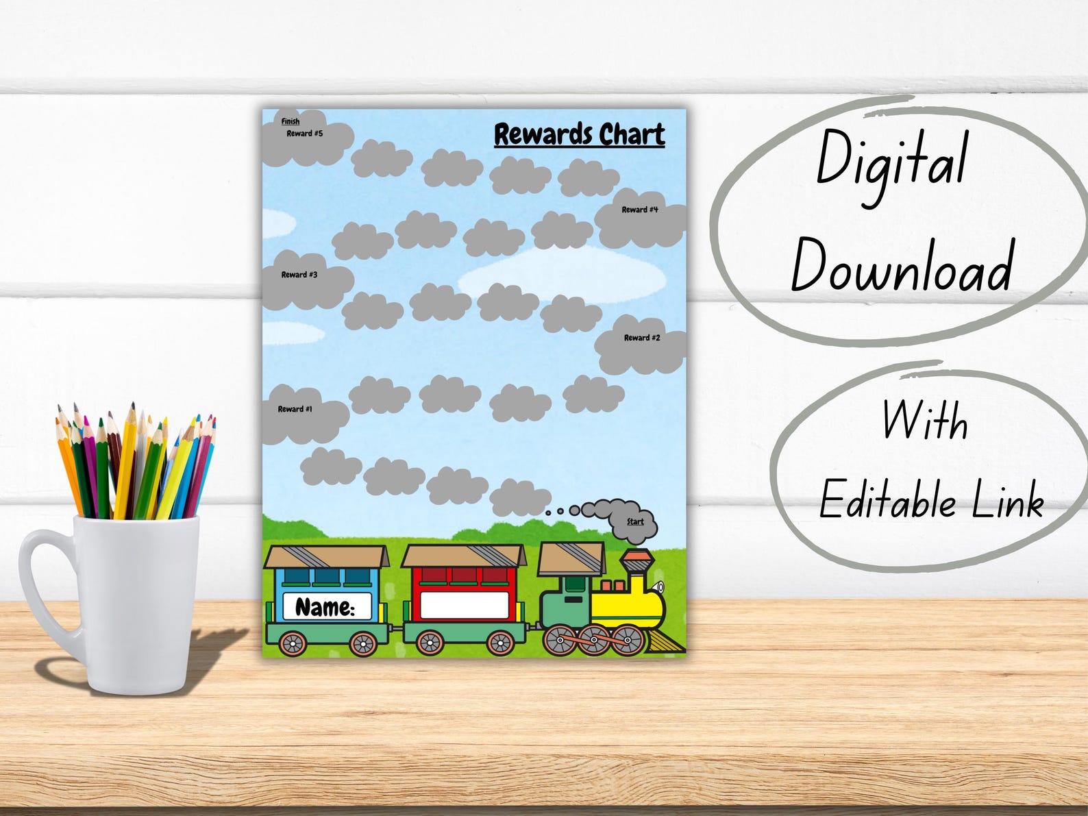 Editable Rewards Chart for Kids, Train Themed Rewards Chart, Charts for ...