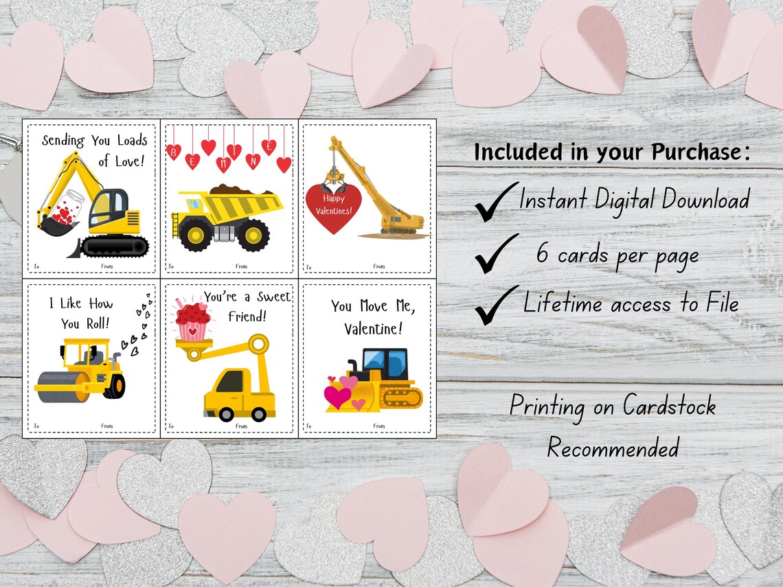 Machinery Valentines Cards for Kids: Fun Printable Valentines (digital ...