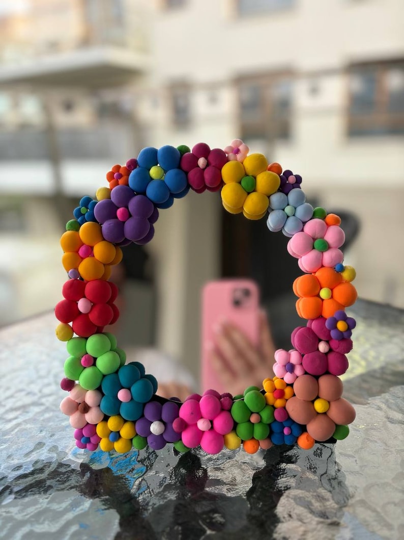 Multicolor Mirror is Decorated With Flowers Made From a Special ...