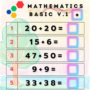 105 Basic Math Problems (+) Printable PDF for Kids (kindergarten to ...