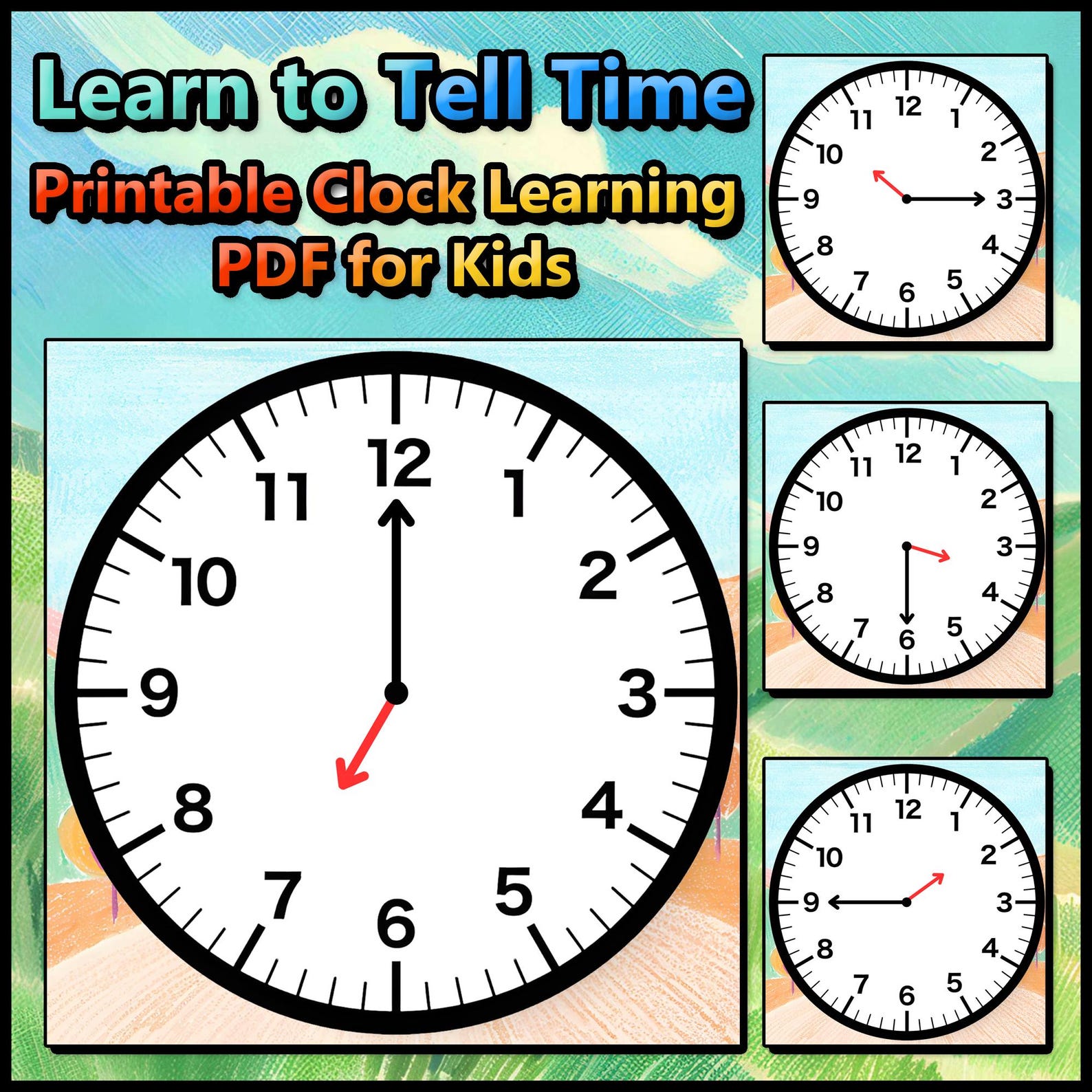 Learn to Tell Time – Printable Clock Learning PDF for Kids - Etsy