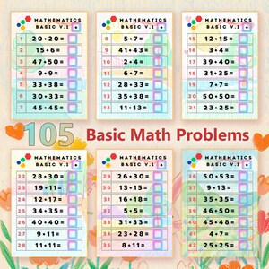 105 Basic Math Problems (+) Printable PDF for Kids (kindergarten to ...