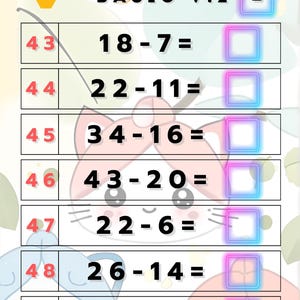 105 Basic Math Problems (-) Printable PDF for Kids (kindergarten to ...