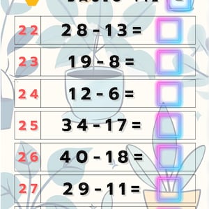 105 Basic Math Problems (-) Printable PDF for Kids (kindergarten to ...