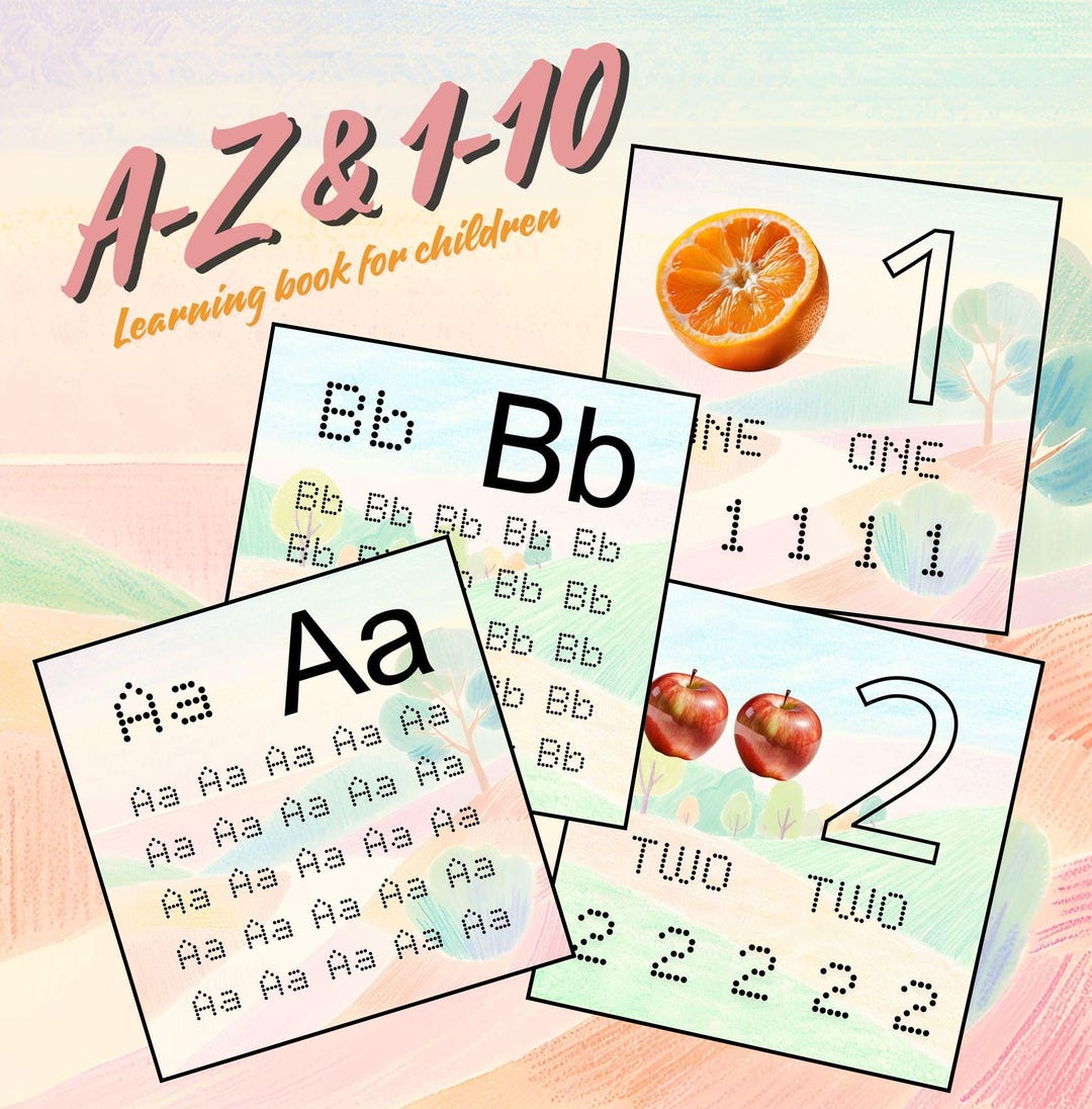 1-10 & A-Z Learning Book for Childrens - Etsy