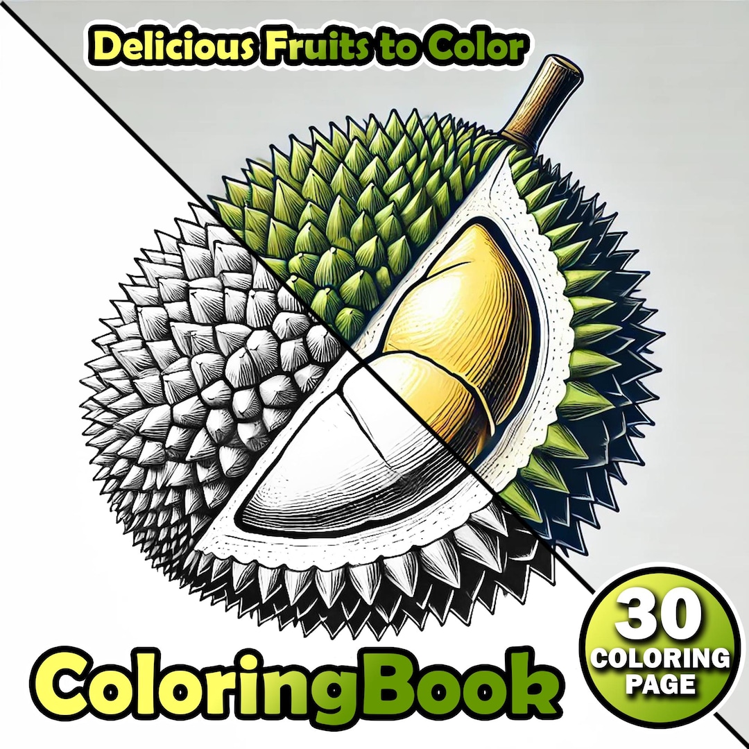 Coloring Book: 30 Delicious Fruits to Color - Etsy