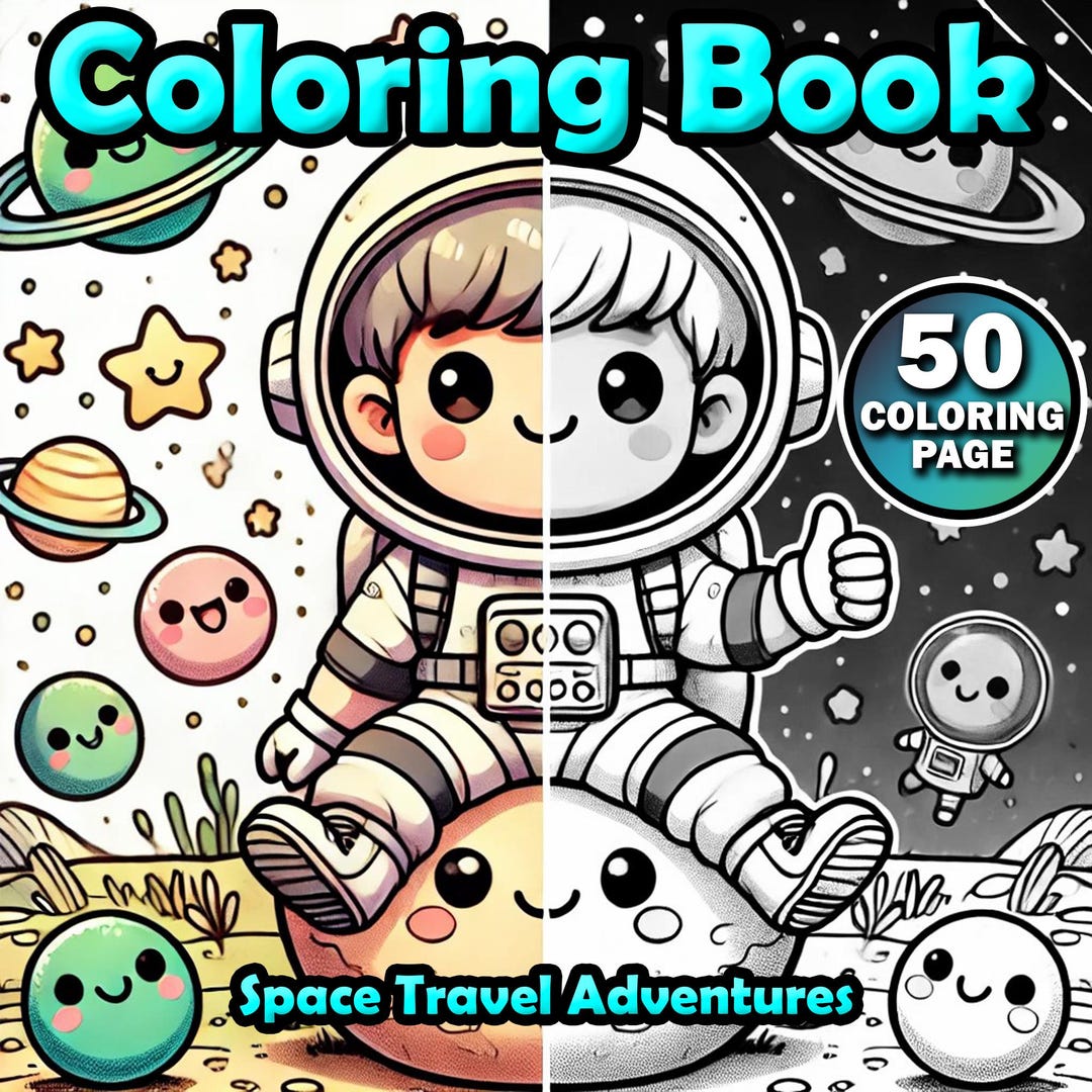 Coloring Book : 50 Space Travel Adventures - Etsy