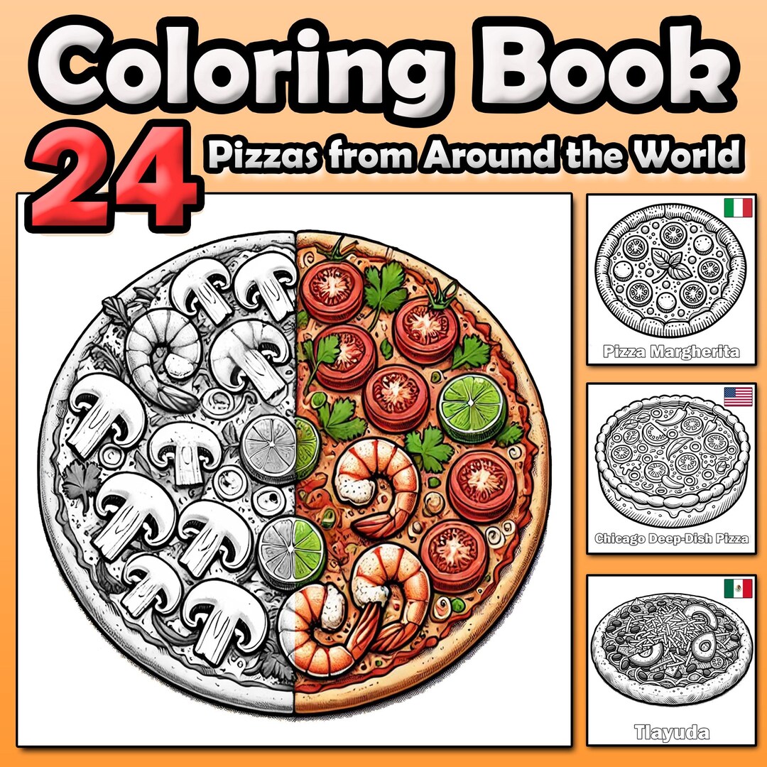 Coloring Book: 24 Pizzas From Around the World - Etsy