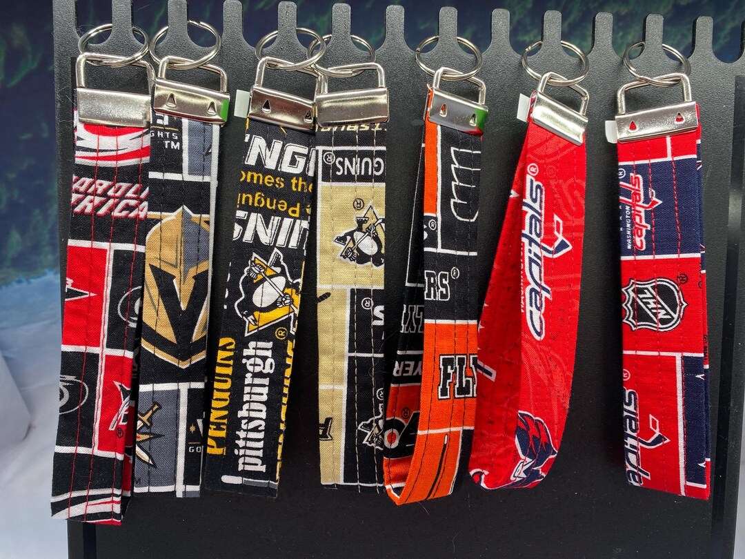 NHL Team Prints Wrist Strap Key Fob Keychain 1 X 5.5 Fabric Wristlet ...
