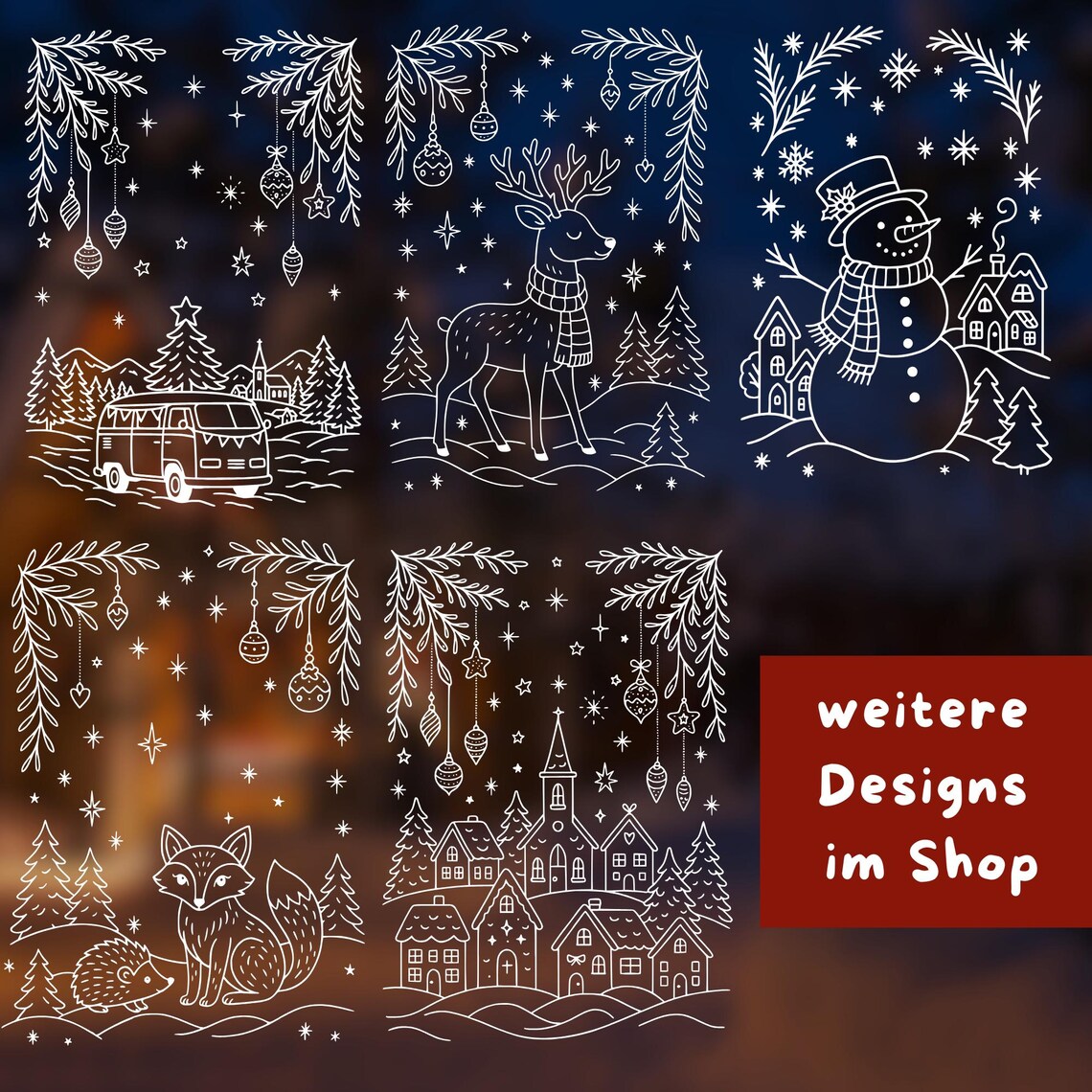 Chalk Art Christmas Window Painting Christmas Village Window Art - Etsy