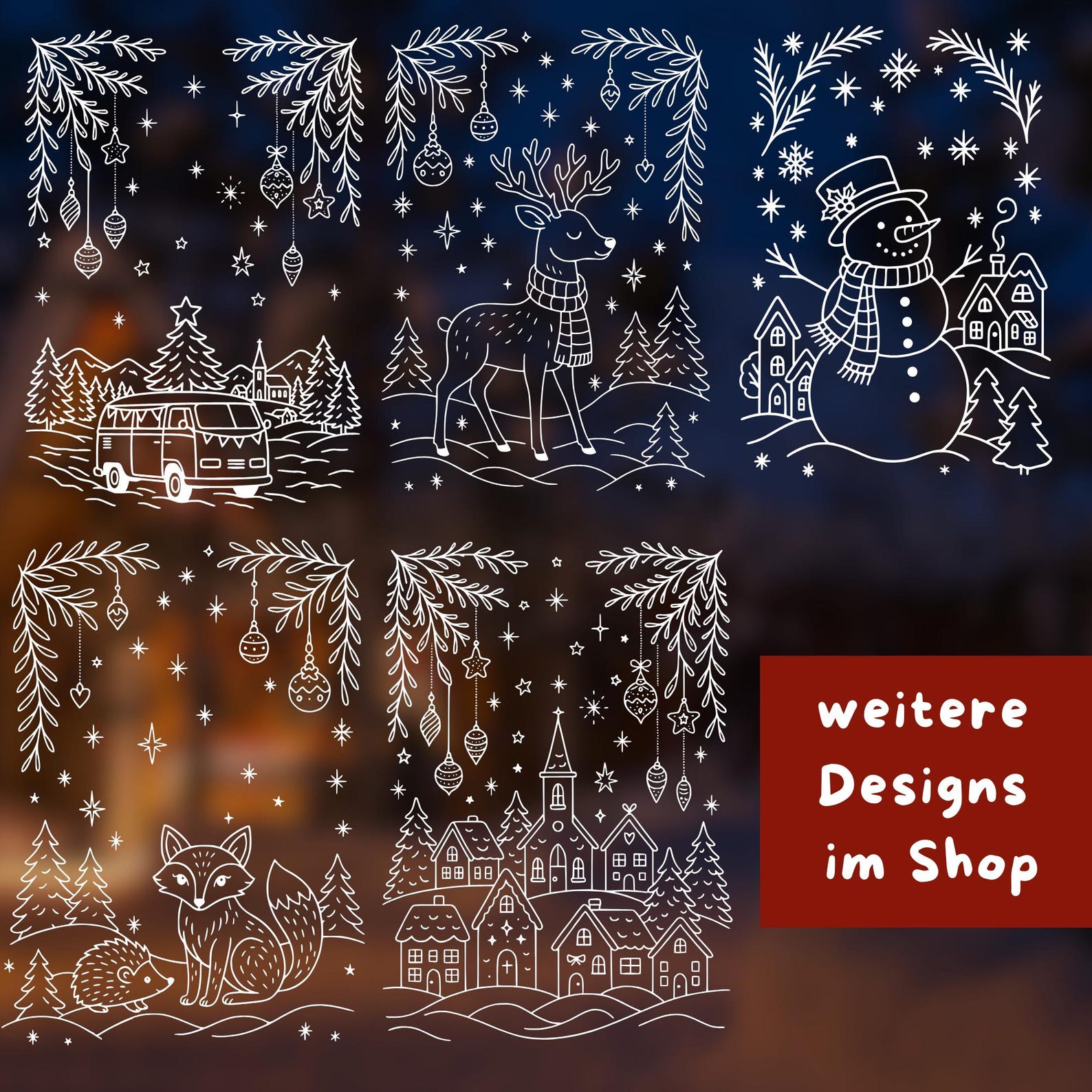 Chalk Art Christmas Window Painting Christmas Village Window Art - Etsy