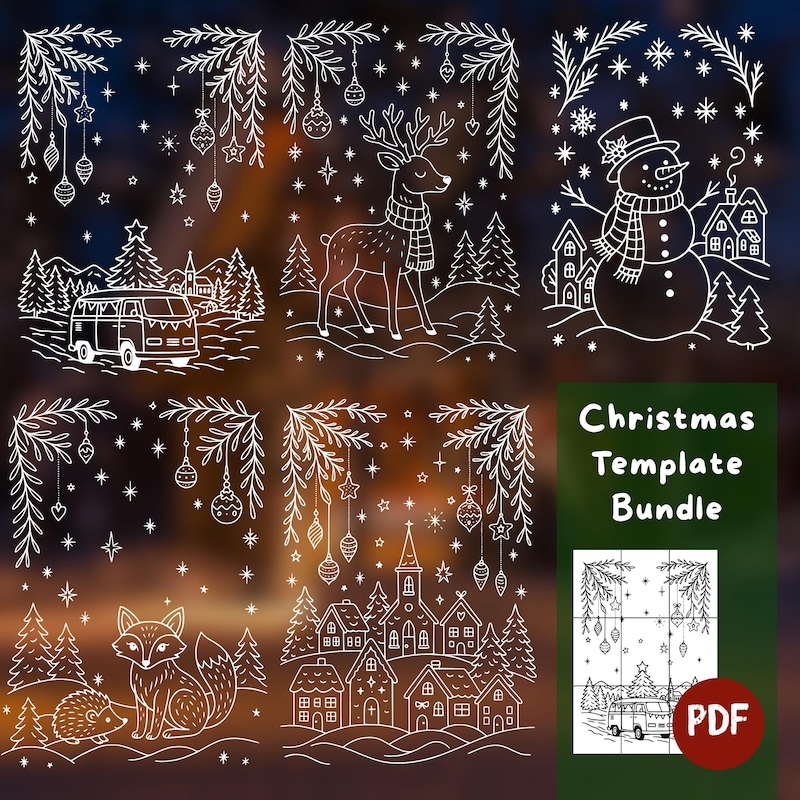 Christmas Window Template Chalk Pen - Etsy UK