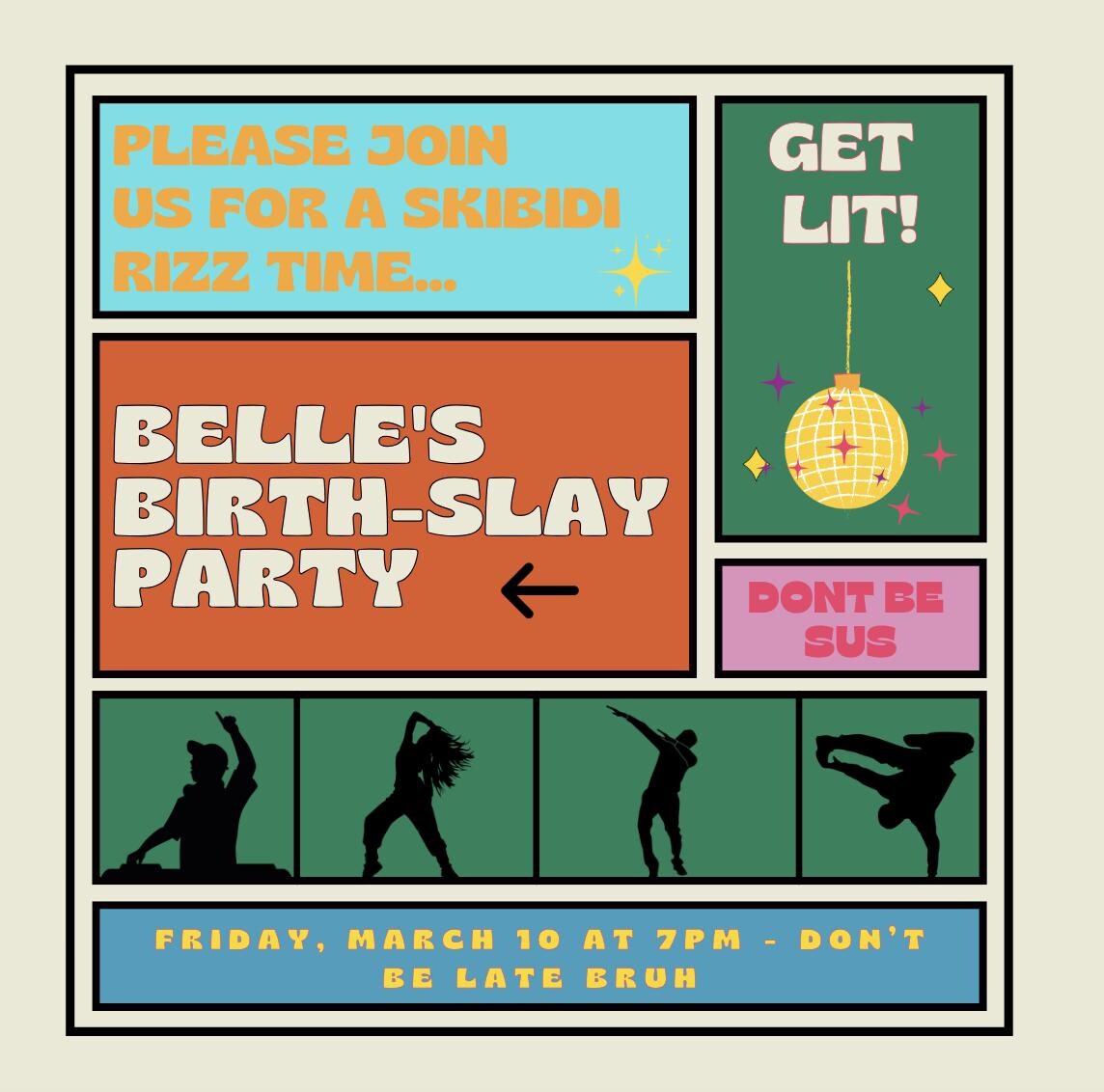 Party, Invitation, Gen Alpha, Skibidi, Rizz, Sus, Bruh, Invite, Gen A ...