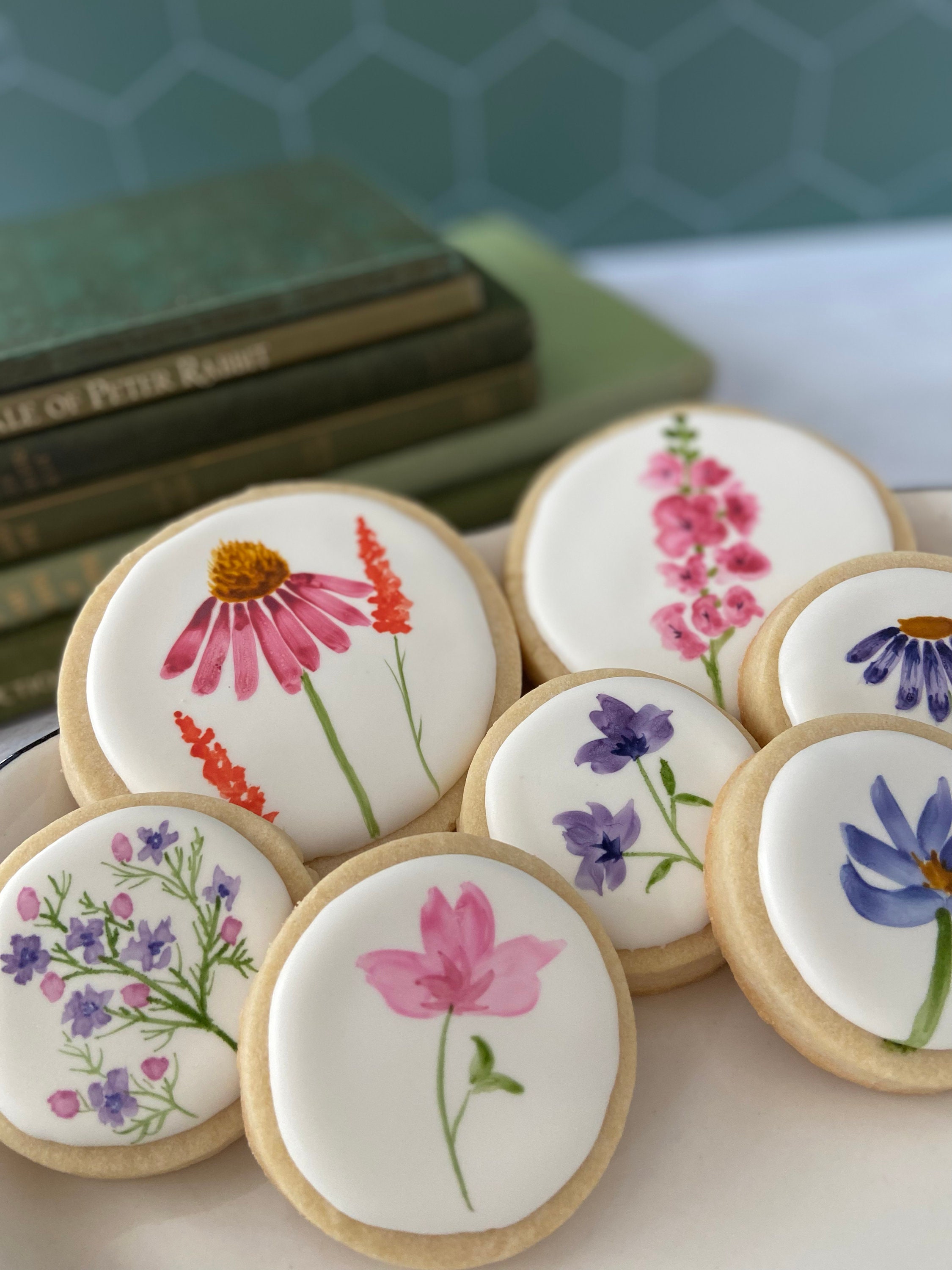 Wildflower Watercolor Cookies - Etsy