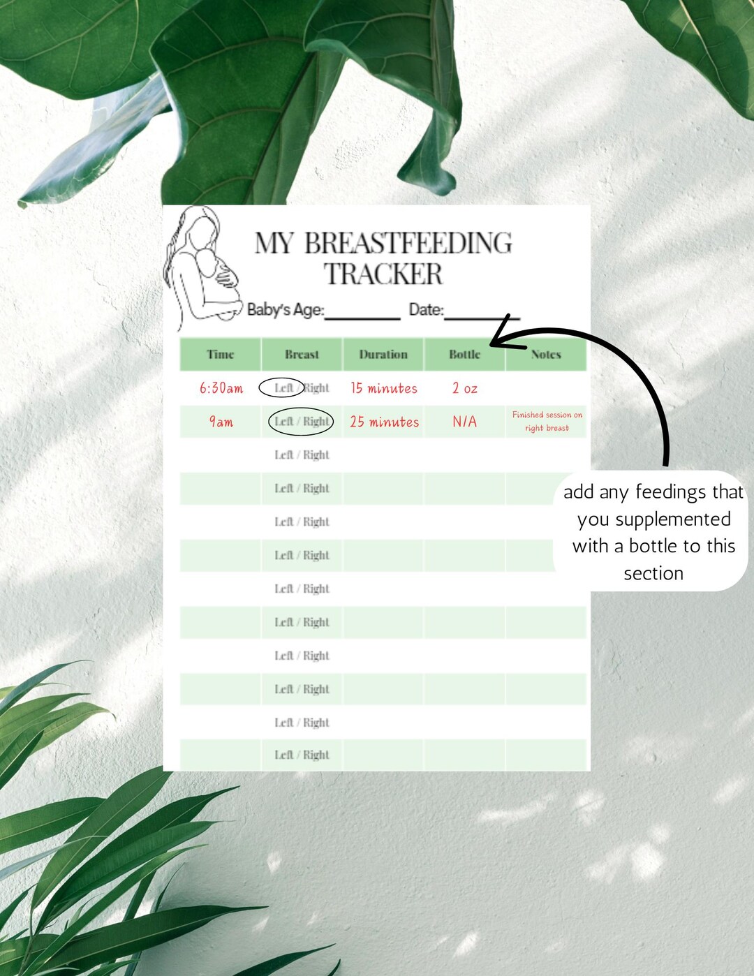 Breastfeeding & Pumping Log | Printable Tracker for Milk Supply and ...