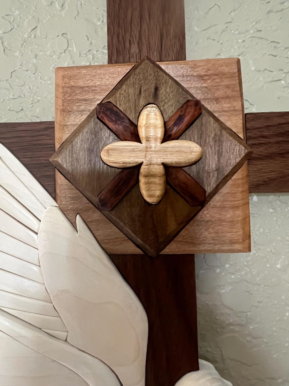 Dove With Cross Intarsia - Woodcraft - Wall Art - Etsy