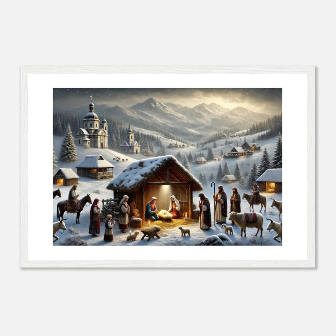 Snowy Nativity Landscape Wooden Framed Poster - Etsy