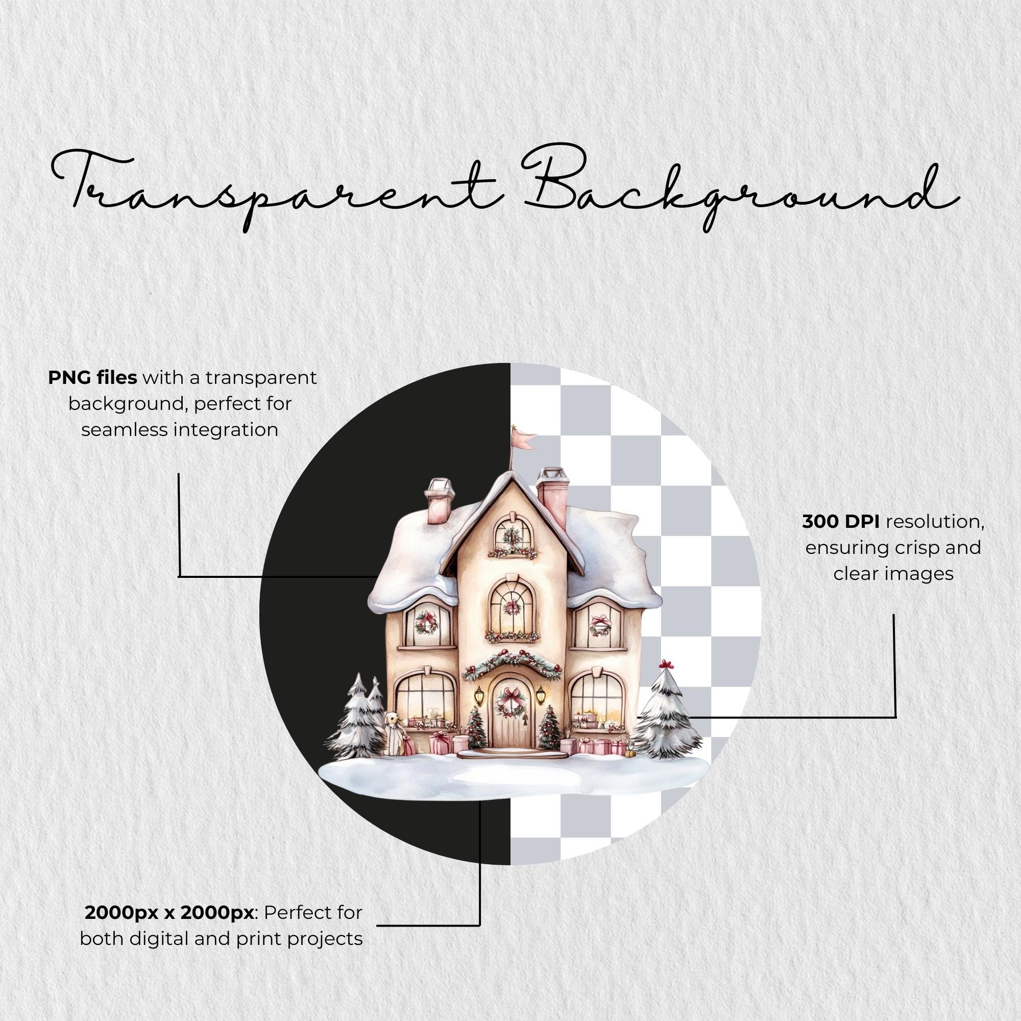 Watercolor Christmas House Clipart | Christmas Card Art | Christmas ...