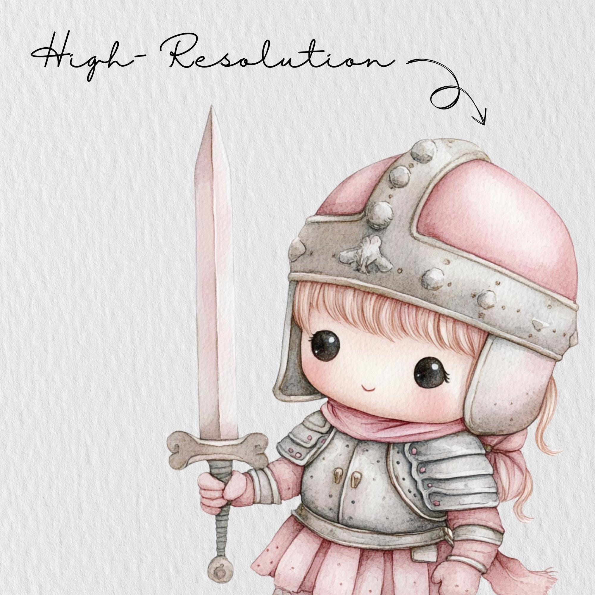 Baby Dragon Nursery Art | Dragon and Knights Watercolor Clipart Set ...