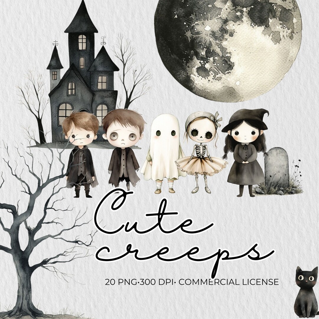 Cute Halloween Clipart Bundle | Watercolor Ghost, Pumpkin PNG (digital ...