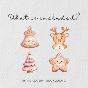 Watercolor Gingerbread Clipart Set | Cute Pink Gingerbread | Christmas ...