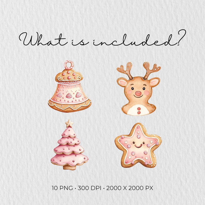 Watercolor Gingerbread Clipart Set | Cute Pink Gingerbread | Christmas ...