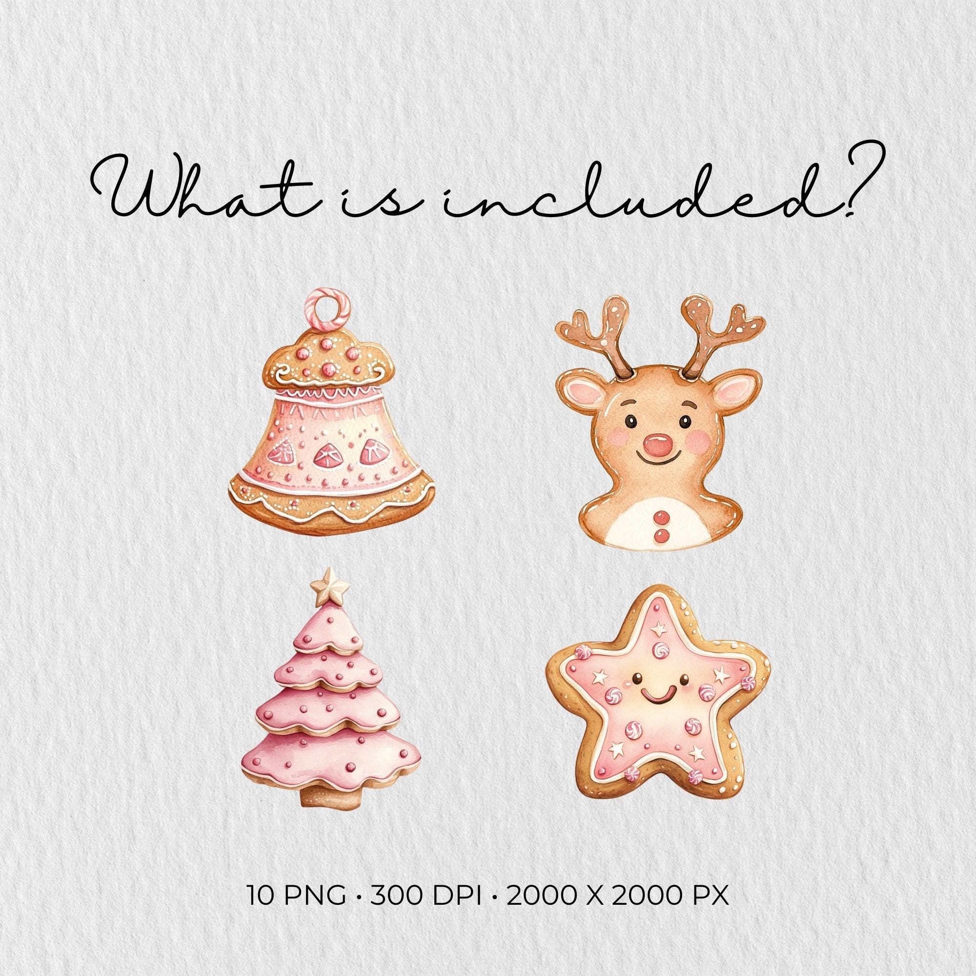Watercolor Christmas Gingerbread Clipart Set (PNG) - Etsy