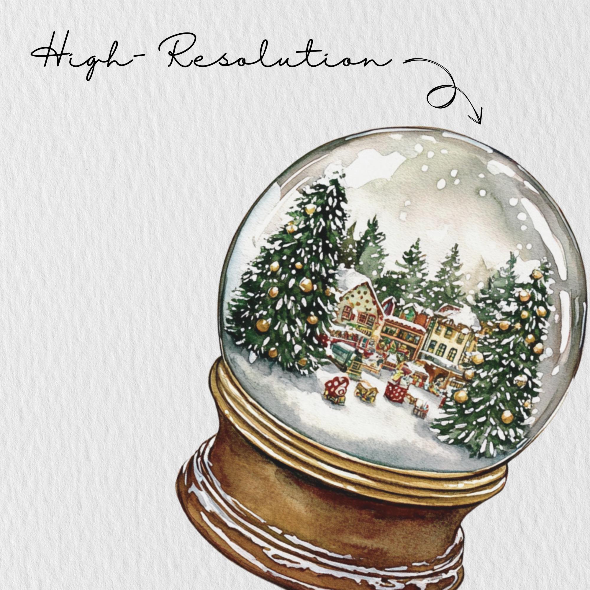 Christmas Snow Globe Clipart | Watercolor Snow Globe | Christmas ...
