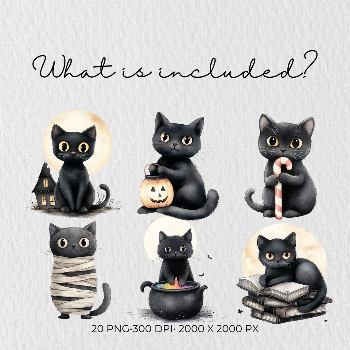 Halloween Cats Watercolor Clipart Bundle: Spooky Illustrations (PNG) - Etsy