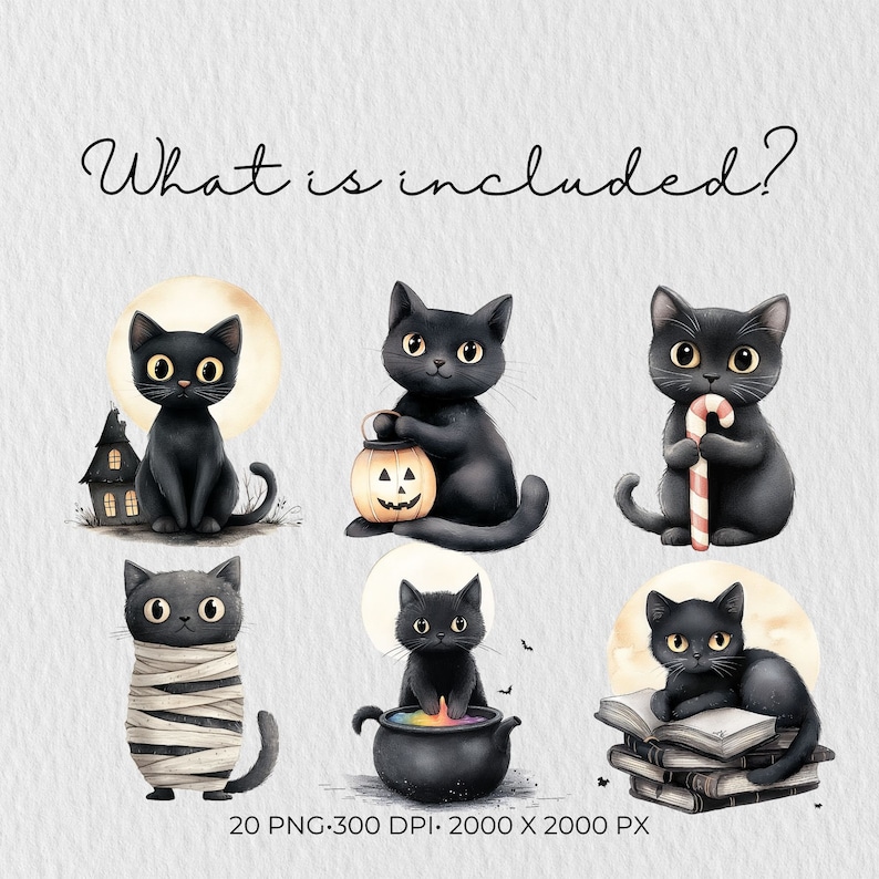 Halloween Cats Clipart Bundle | Cute Cats Watercolor Illustrations ...