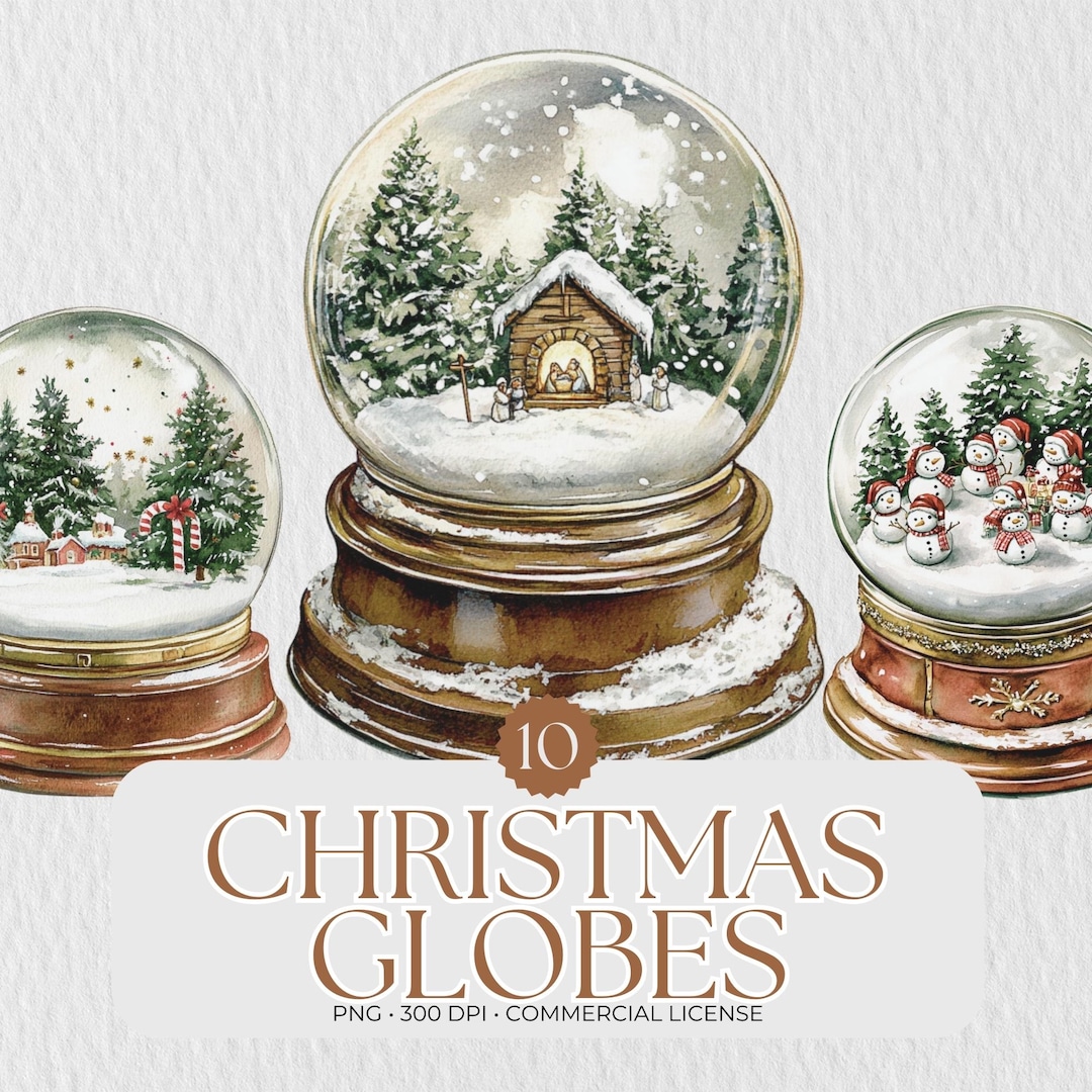 Christmas Snow Globe Clipart | Watercolor Snow Globe | Christmas ...