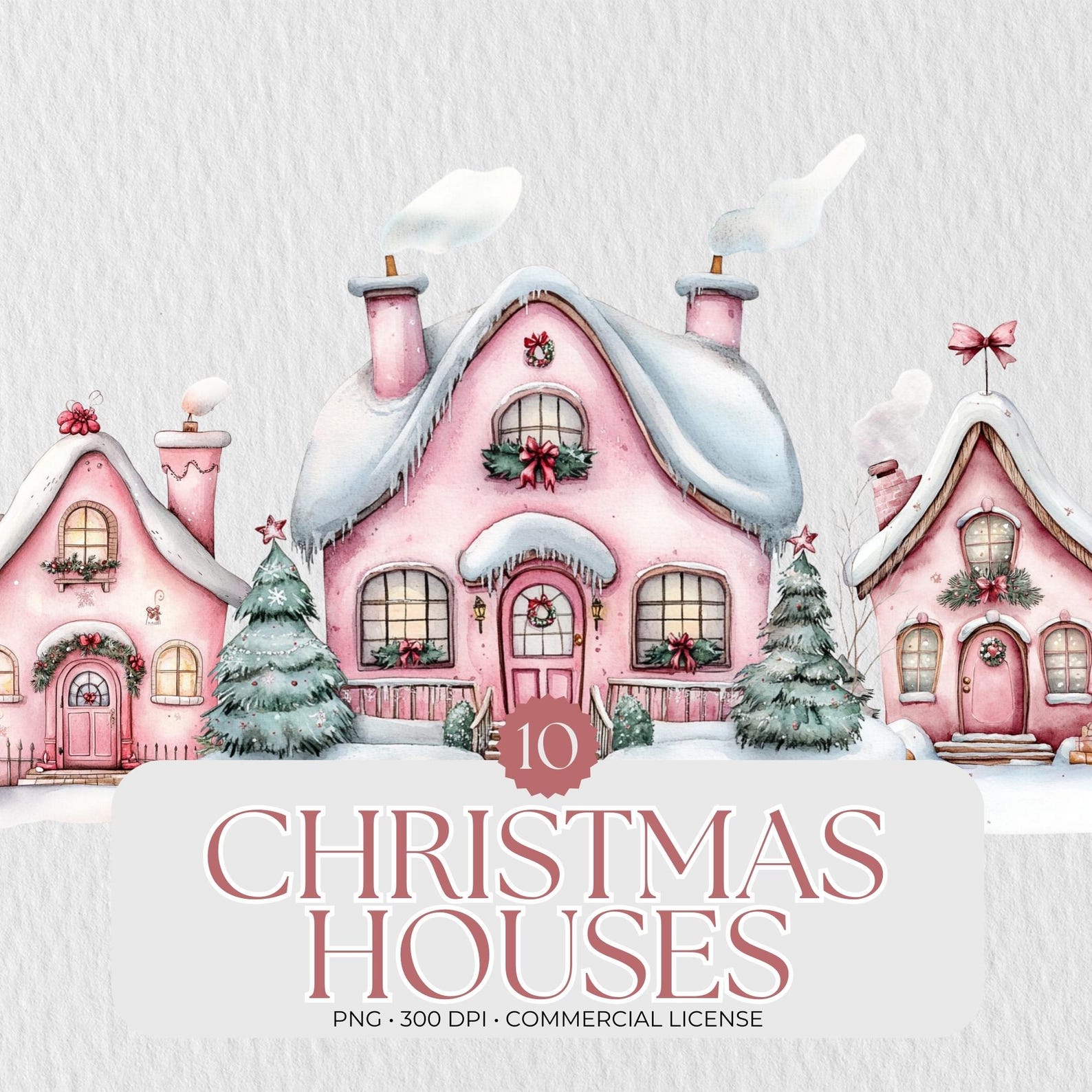 Watercolor Christmas House Clipart | Christmas Card Art | Christmas ...