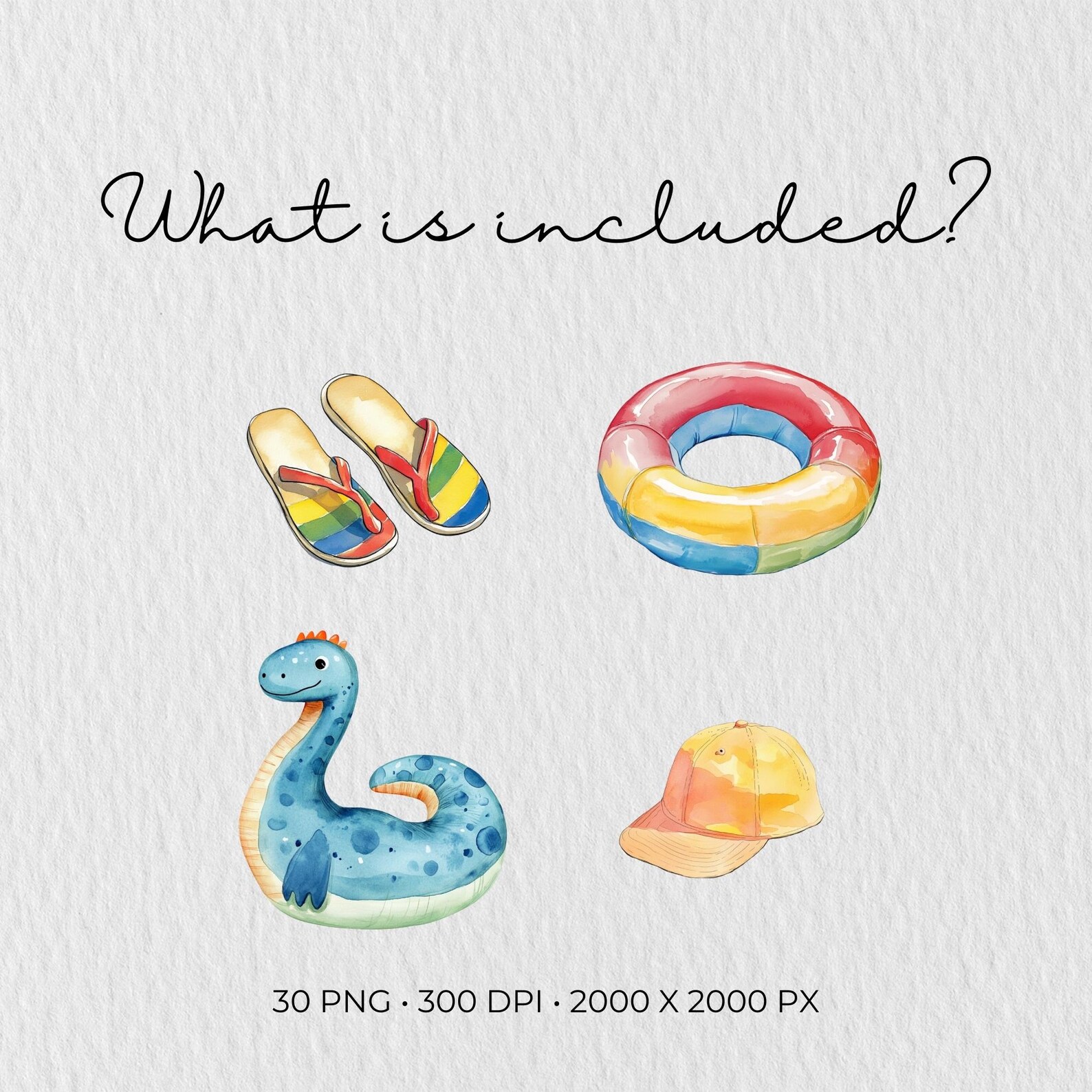 Watercolor Pool Party Clipart: Summer Nursery Art (PNG Digital Download ...