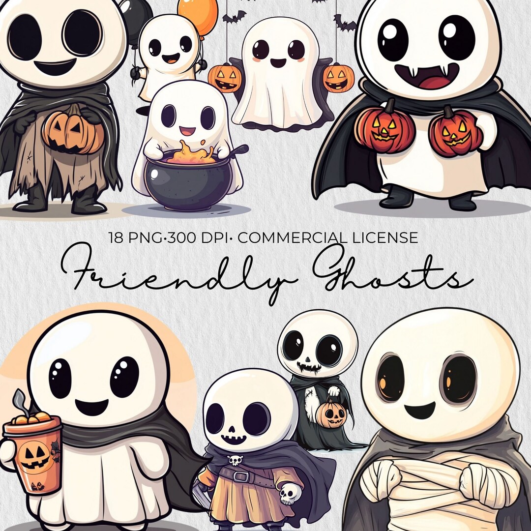 Cute Halloween Ghosts PNG | Ghost Clipart | Halloween Clipart Bundle ...
