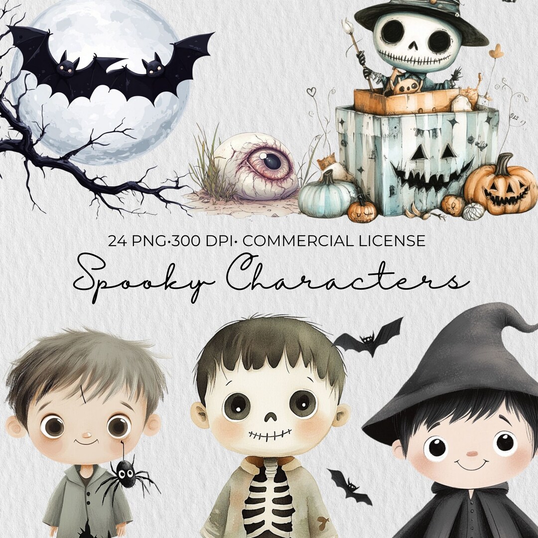 Halloween Cute Clipart Bundle | Halloween Characters Illustrations ...