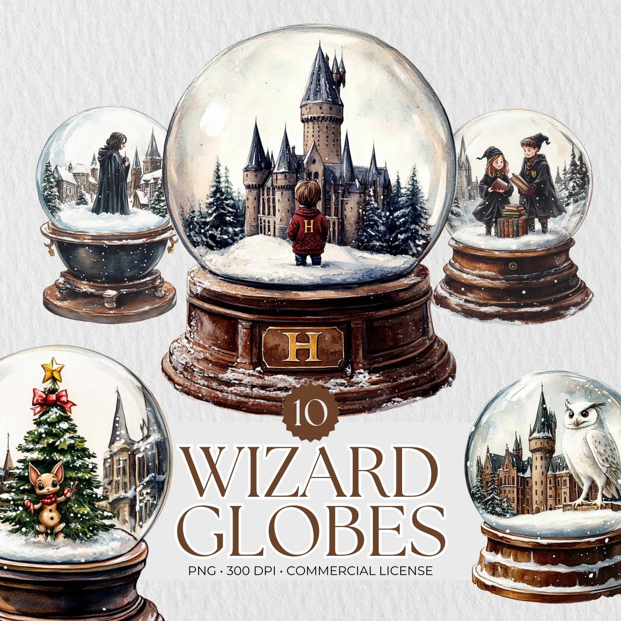 Watercolor Wizard Snow Globes Clipart: Magical Illustrations (PNG) - Etsy