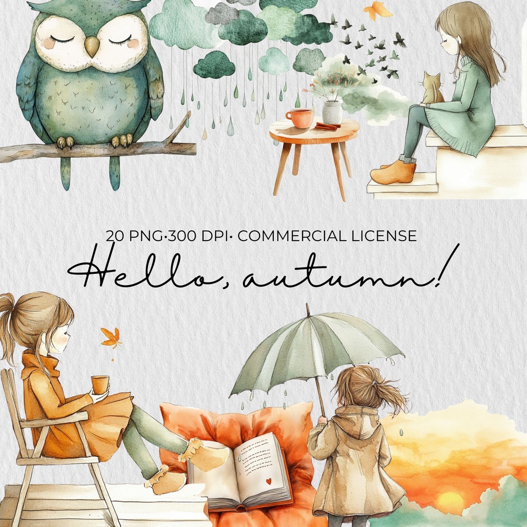 Watercolor Fall Clipart Bundle | Autumn Leaves Clipart | Cute Autumn ...