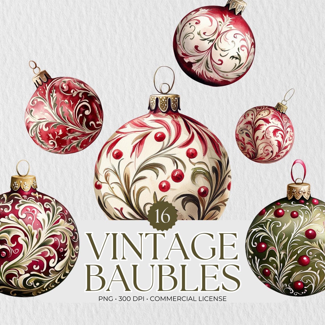 Watercolor Christmas Baubles Christmas Ornaments Clipart Watercolor ...