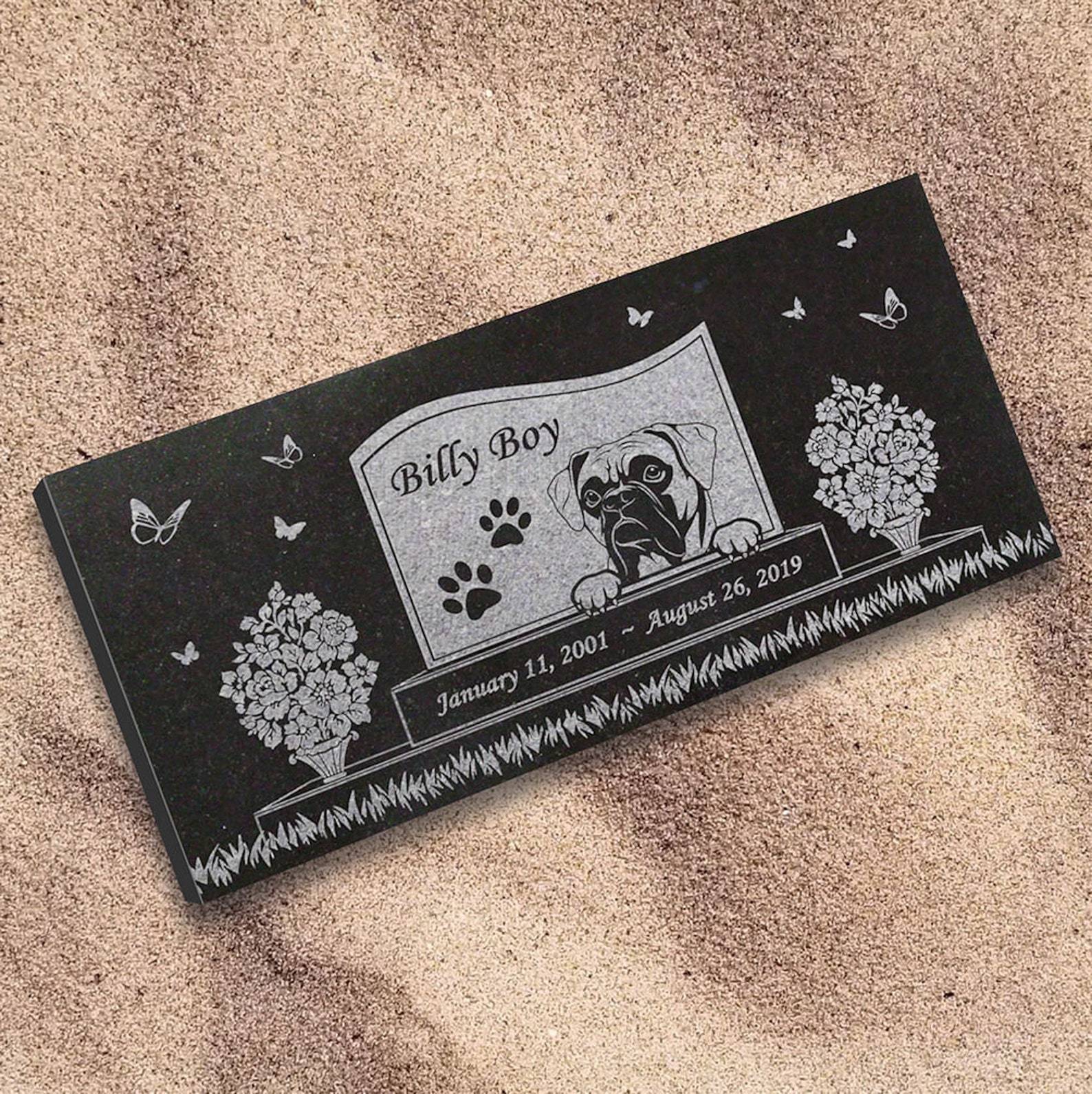 Boxer Personalized Dog Memorial Granite Stone Pet Grave - Etsy