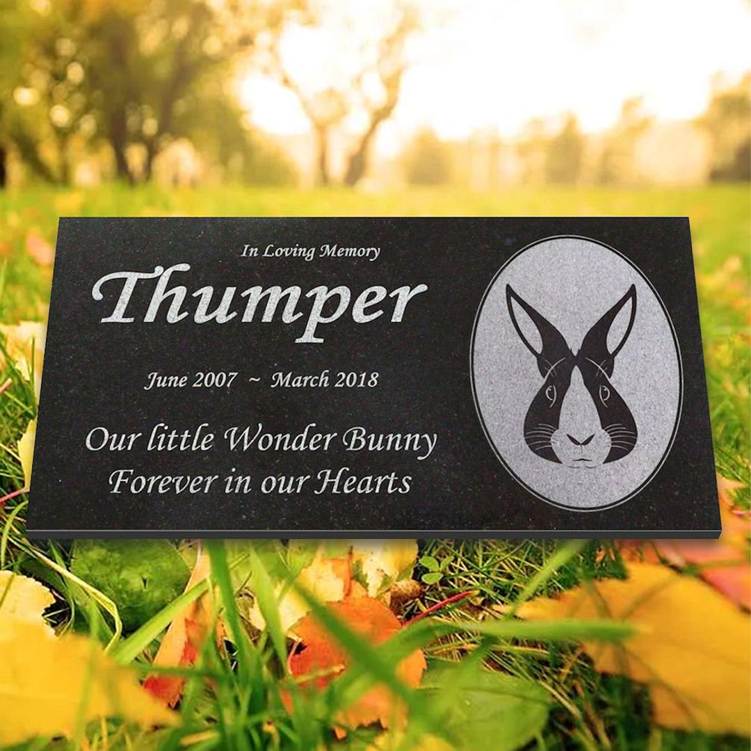 Personalized Rabbit Memorial Granite Stone Pet Grave Marker 6x12 ...