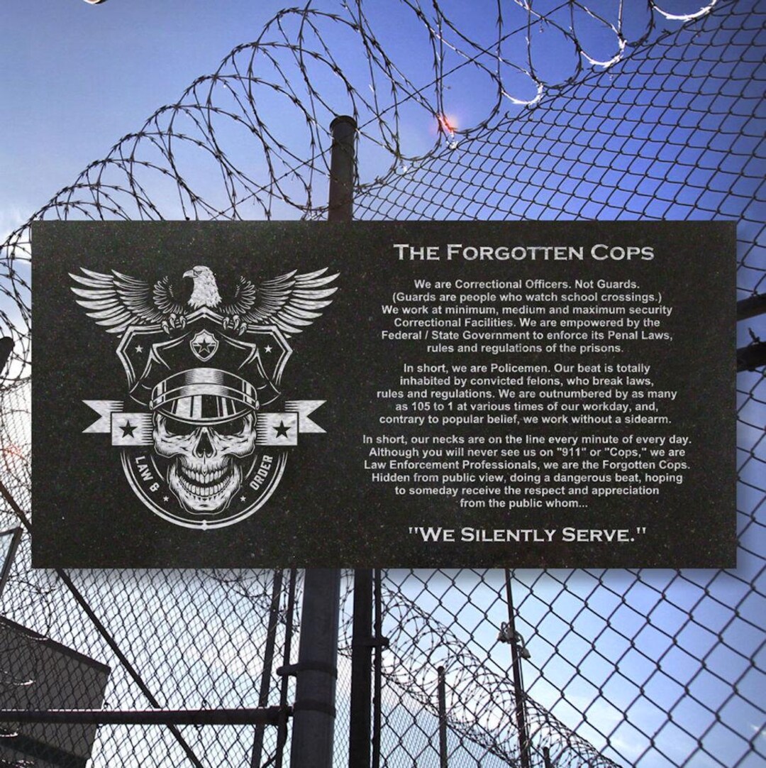 Correctional Officers - the Forgotten Cops - Laser Engraved - Black ...