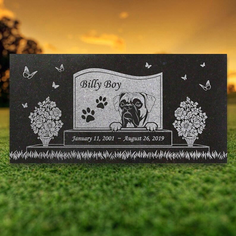 Boxer Personalized Dog Memorial Granite Stone Pet Grave - Etsy