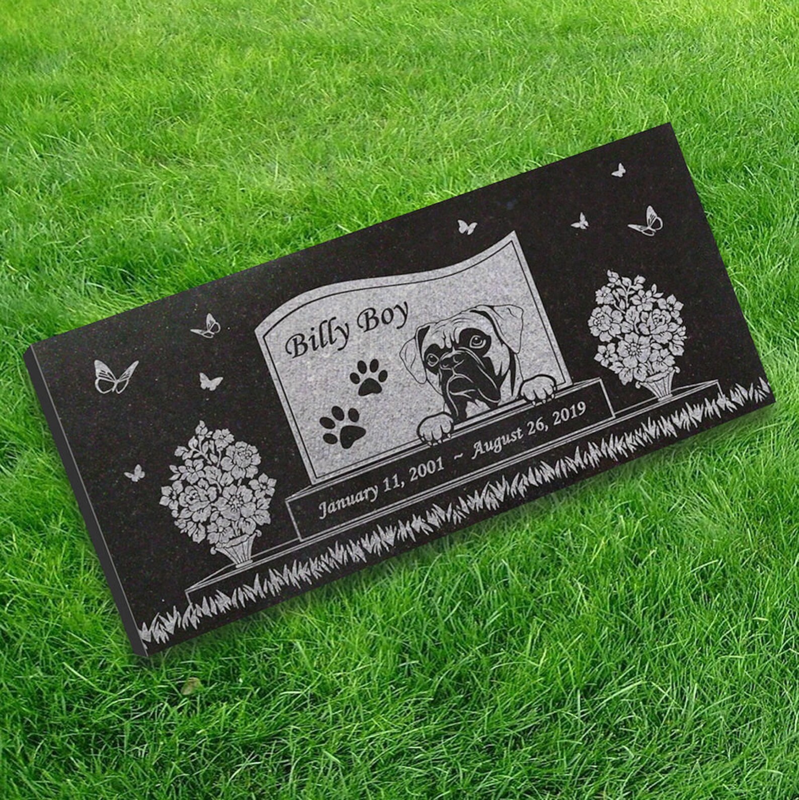 Boxer Personalized Dog Memorial Granite Stone Pet Grave - Etsy