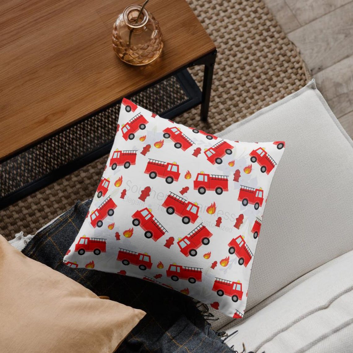 Fire Truck Seamless Pattern | Firefighter Digital Paper | Fire Hydrant ...