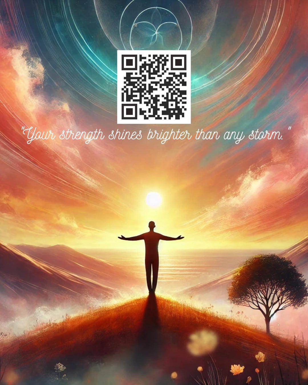 Inspirational Strength Art With QR Code, Empowering Quote Art Print QR ...