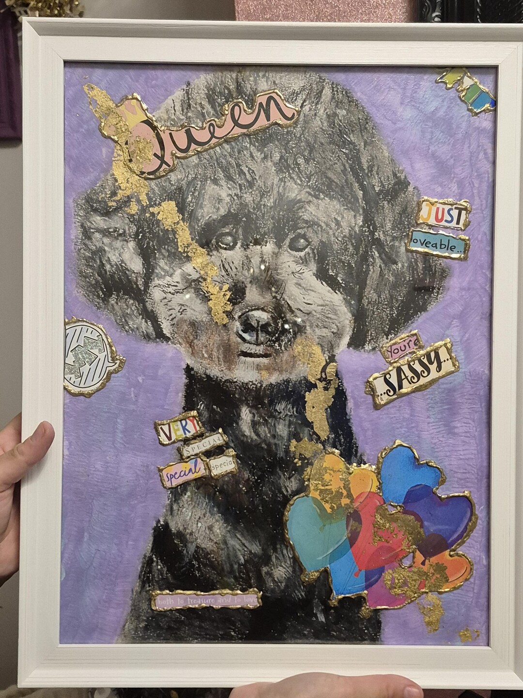Pet Portrait Miniature Poodle Mixed Media Modern Pop Art - Etsy
