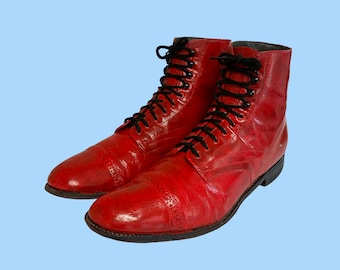 Mens Red Lace Boots - Etsy